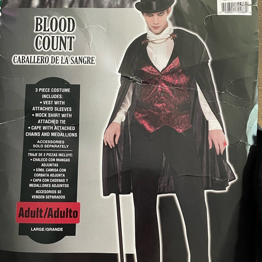Blood Count Vampire Costume For Adults - Black And Red - Gem